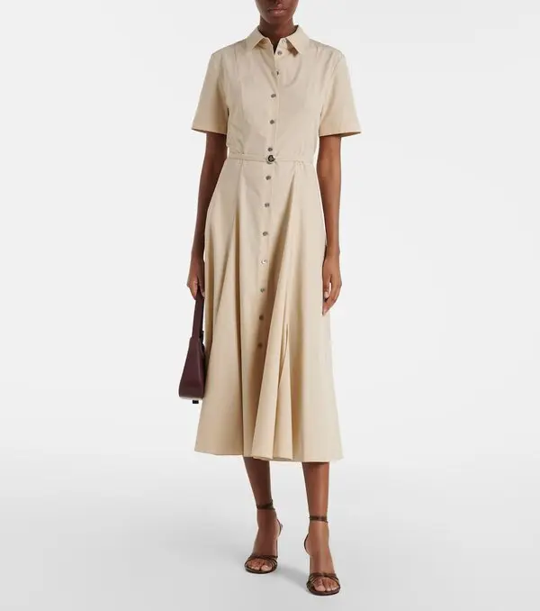 Tory Burch Belted Cotton-blend Shirt Dress