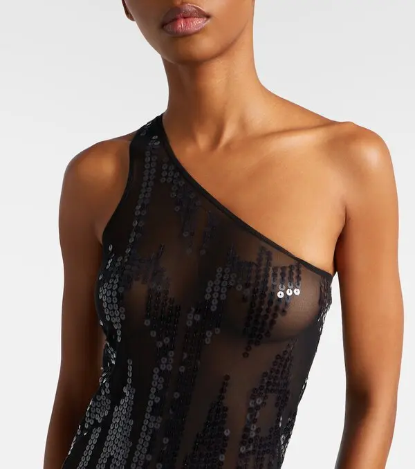 Rick Owens One-shoulder Sequin Gown
