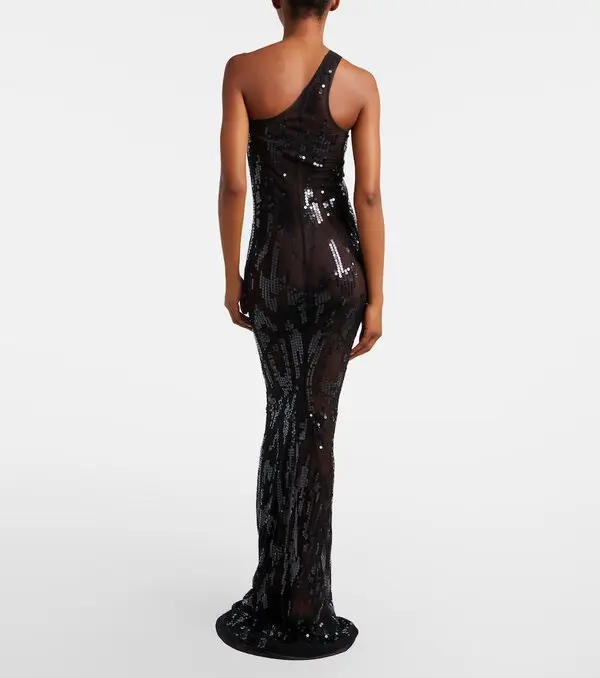 Rick Owens One-shoulder Sequin Gown