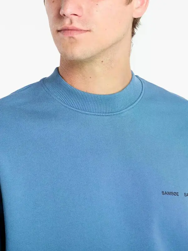 SAMSOE SAMSOE Logo Print Crewneck Sweatshirt - Blue