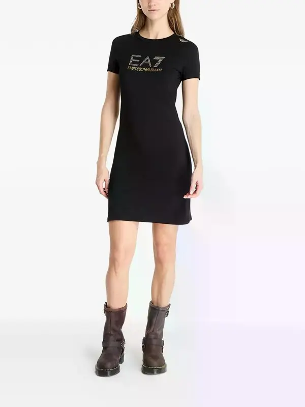 EA7 Crewneck Logo-embellished Mini Dress