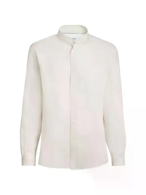 Brunello Cucinelli Linen Shirt With Mandarin Collar