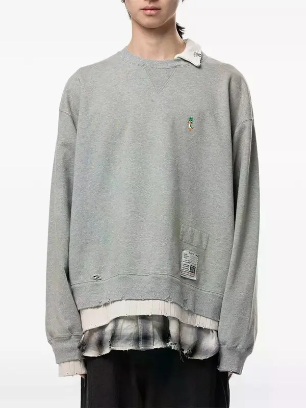Mihara Yasuhiro Layered Design Distressed Sweatshirt - Grey