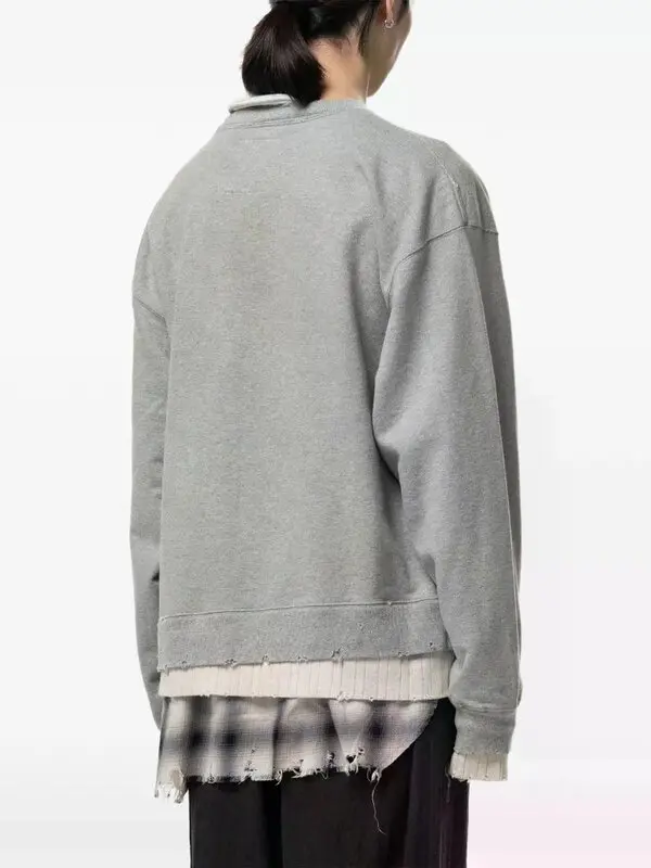 Mihara Yasuhiro Layered Design Distressed Sweatshirt - Grey