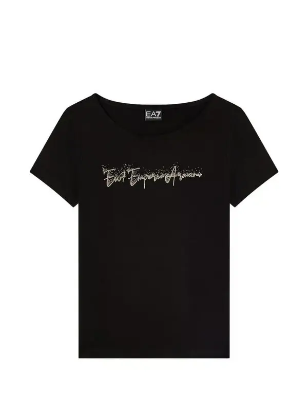 EA7 Rhinestone-embellished T-shirt - Black