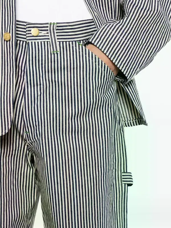 SUGAR CANE JEANS Striped Button Fly Trousers