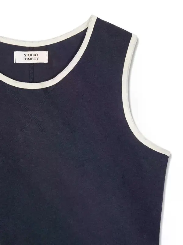 STUDIO TOMBOY Sleeveless Contrast Trim Top - Blue