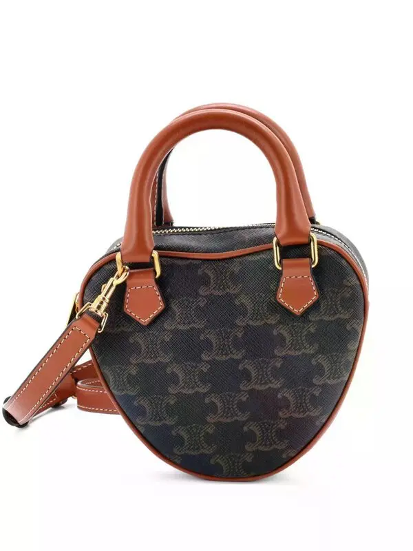 Celine Heart Bag Triomphe Coated Canvas Medium Crossbody Bag - Brown