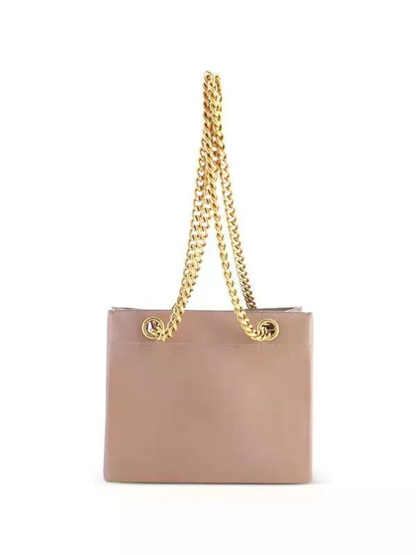 Balenciaga Leather Tote Bag With Chain Strap - Neutrals