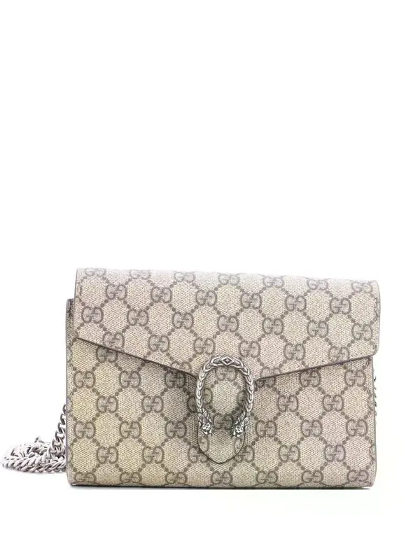 Gucci Dionysus Chain Wallet Gg Coated Canvas Small Crossbody Bag - Brown