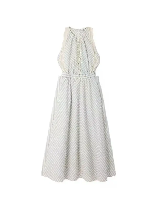 Sandro Midi Striped Lace-trim Dress