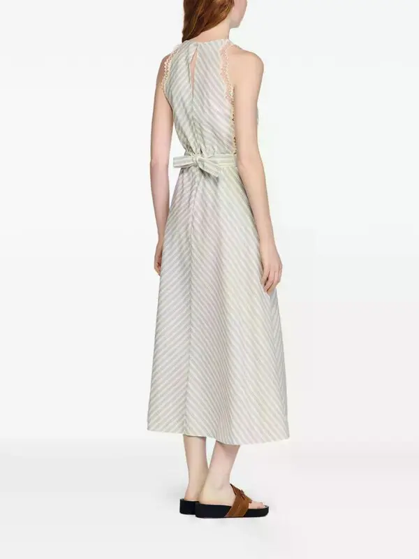 Sandro Midi Striped Lace-trim Dress