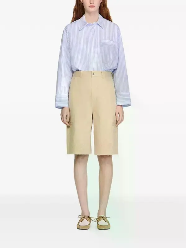Sandro Cotton Bermuda Shorts With Floral Appliqu - Neutrals