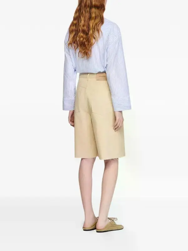 Sandro Cotton Bermuda Shorts With Floral Appliqu - Neutrals