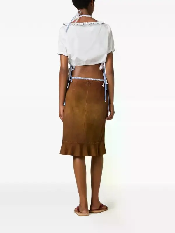 Miu Miu Embroidered Poplin Cropped Top - White