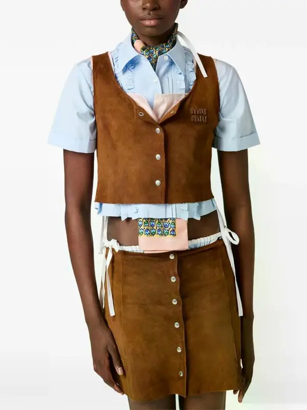 Miu Miu Waxed Suede Waistcoat - Brown
