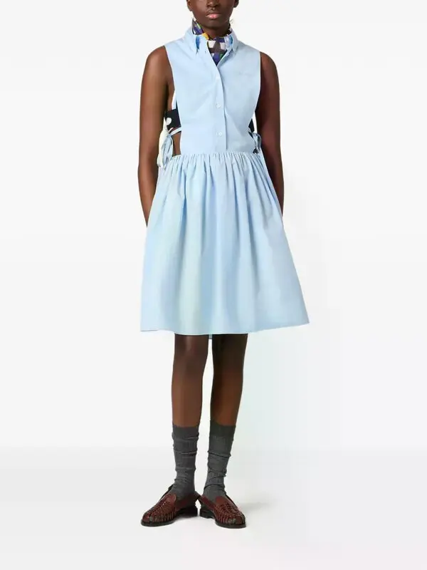 Miu Miu Cotton Poplin Side Tie Dress - Blue