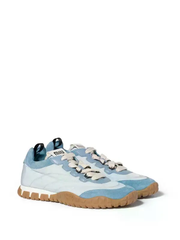 Miu Miu Tyre Technical-fabric And Suede Lace-up Sneakers - Blue