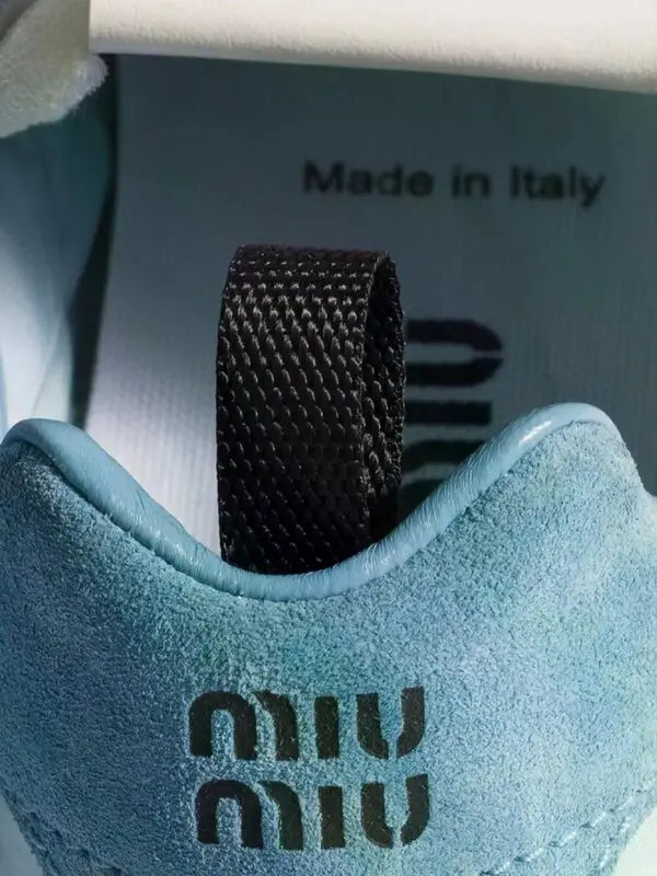Miu Miu Tyre Technical-fabric And Suede Lace-up Sneakers - Blue