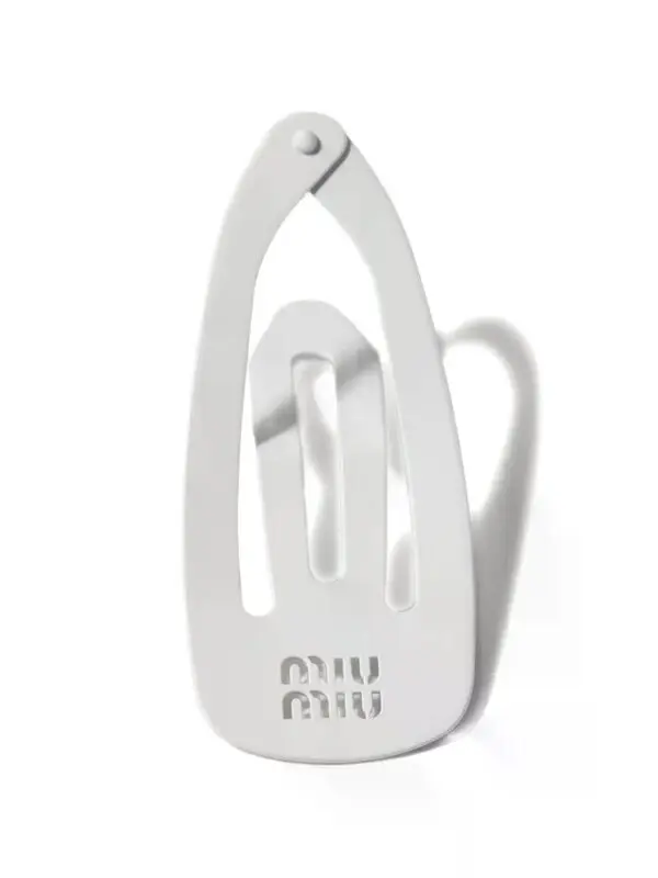 Miu Miu Logo Hair Clips - Silver