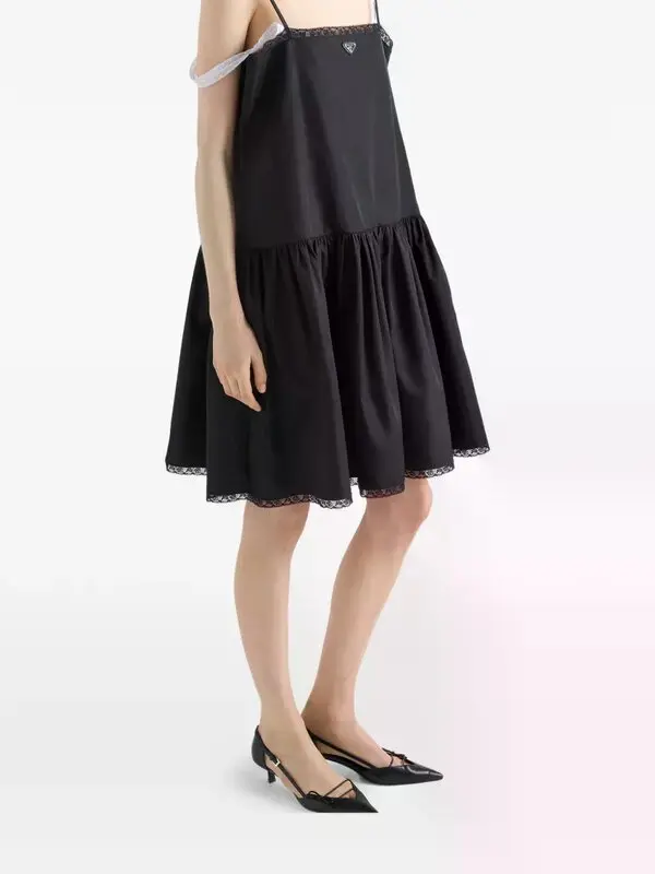 Prada Re-nylon Mini Dress With Lace Trim
