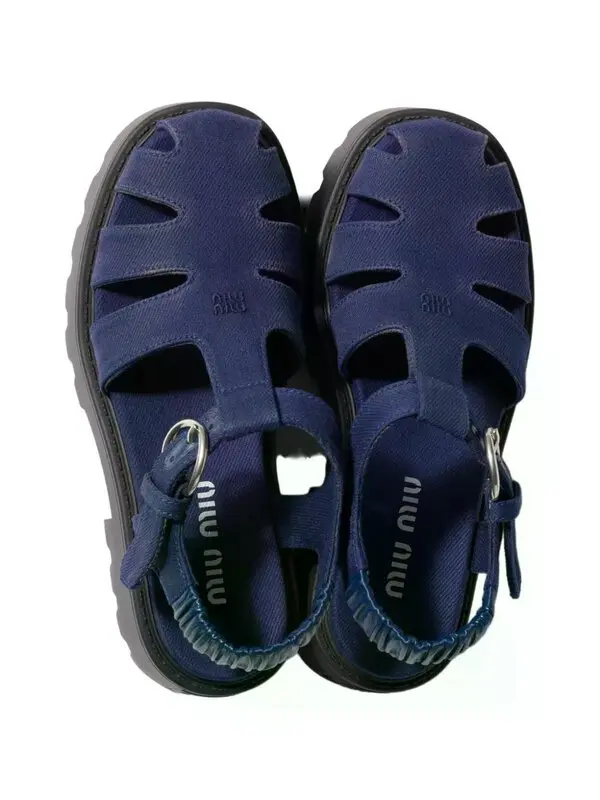 Miu Miu Gabardine Platform Sandals - Blue