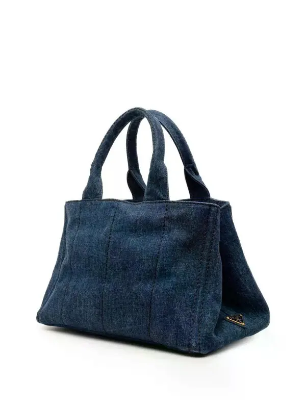 Prada Denim Canapa Logo Satchel