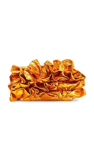 Dries Van Noten Small Ruffle Bag In Metallic - Copper