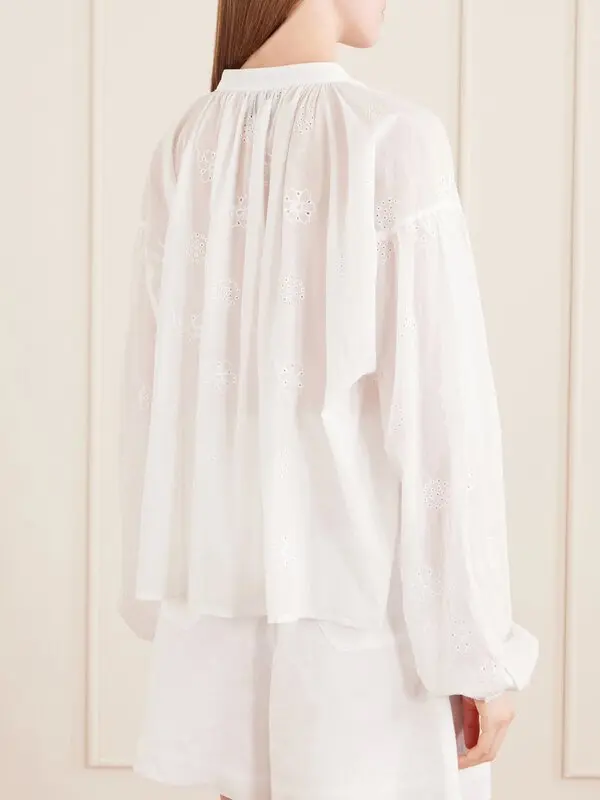 Thierry Colson Guise Embroidered Cotton Blouse