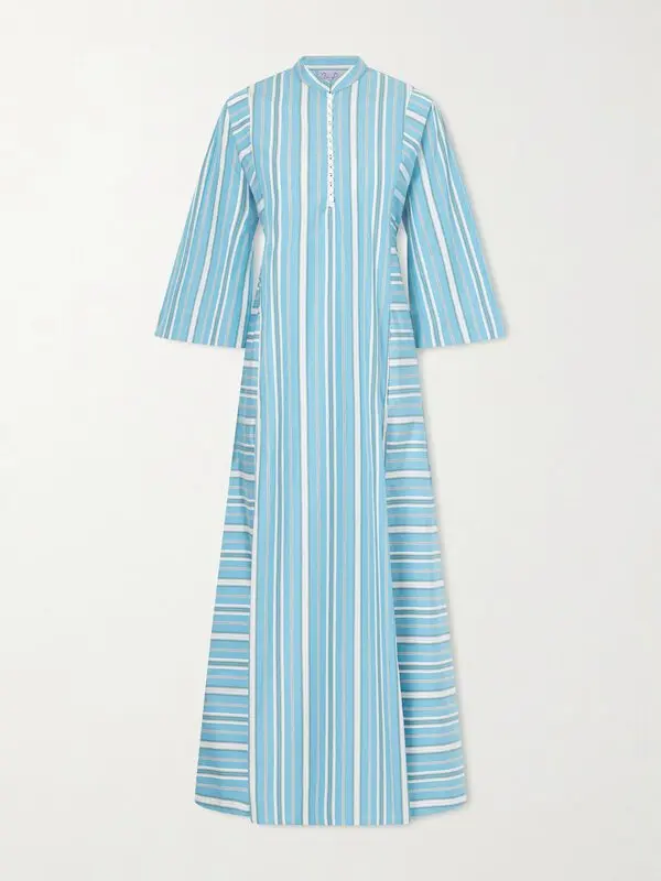 Thierry Colson Rachel Striped Cotton-poplin Kaftan - Blue