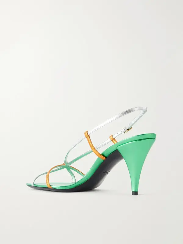 Versace 80 Metallic-leather Sandals - Green
