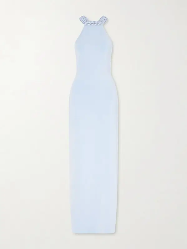 Cult Gaia Cassidy Knitted Halterneck Maxi Dress - Blue