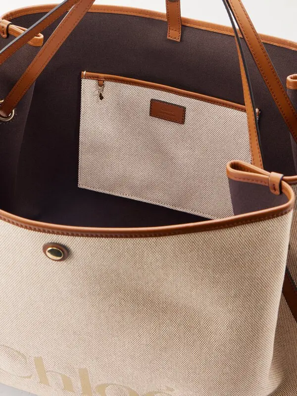 Chloé Leather-trimmed Canvas Tote Bag - Neutrals