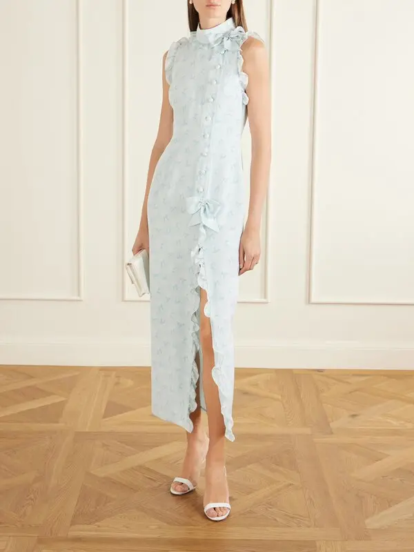 Alessandra Rich Printed Silk Midi Dress
