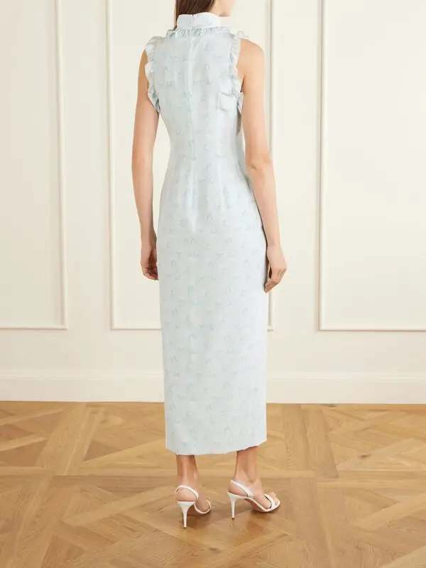 Alessandra Rich Printed Silk Midi Dress