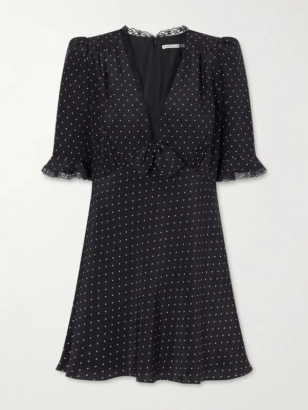 Alessandra Rich Polka-dot Silk-satin Mini Dress - Black