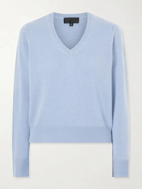 NILI LOTAN Camelia Knitted Cashmere V-neck Sweater