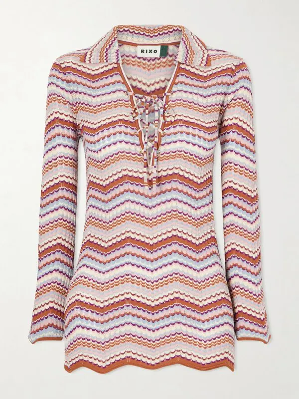 Rixo Brody Crochet-knit Cotton Top