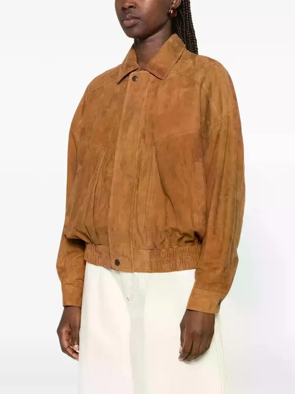 ARMA Frederica Suede Bomber Jacket - Brown