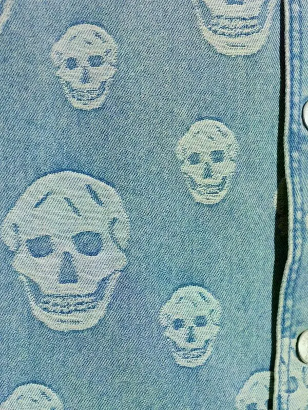 Alexander McQueen Skull-jacquard Short-sleeve Shirt - Blue