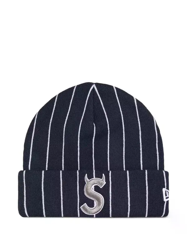 Supreme New Era Devil S Pinstripe Beanie - Blue