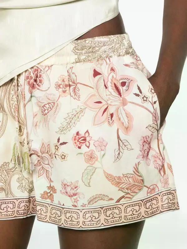 Hemant & Nandita Dani Floral-paisley Drawstring Shorts