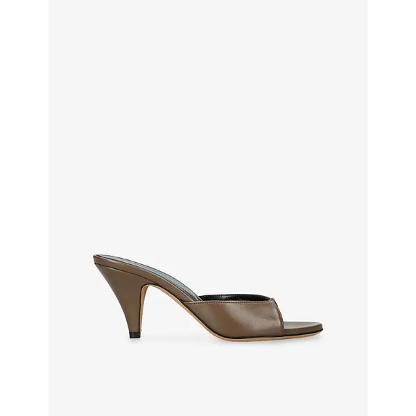 JUDE Haze Leather Heeled Mules - Brown