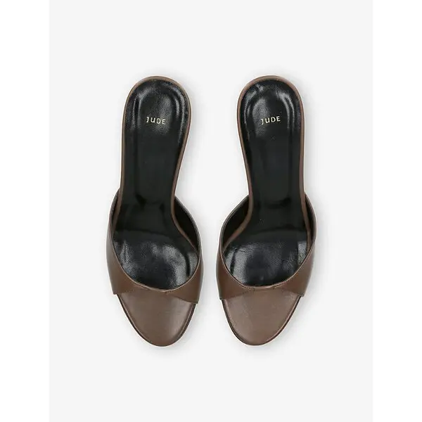 JUDE Haze Leather Heeled Mules - Brown