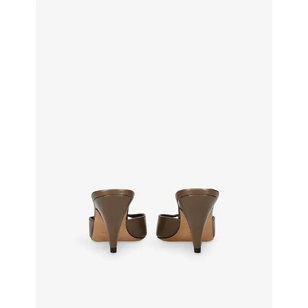 JUDE Haze Leather Heeled Mules - Brown