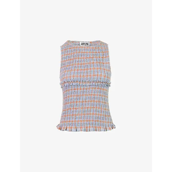 AMY LYNN Mona Smocked Cotton Top - Light Blue