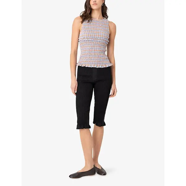 AMY LYNN Mona Smocked Cotton Top - Light Blue