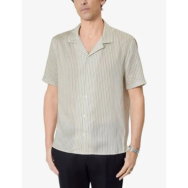 The Kooples Striped Short-sleeved Lyocell Shirt