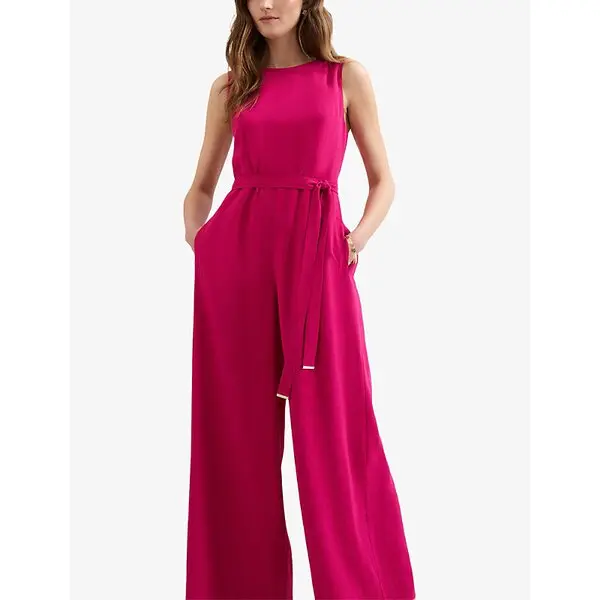 PHASE EIGHT Marta Belted Waist Woven Jumpsuit