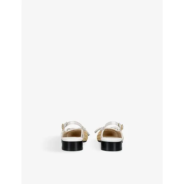 Valentino Garavani Valet Du Roi Leather And Raffia Slingbacks